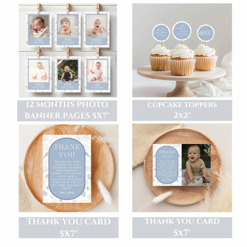 The Summer I Turned One Invitation Bundle, Beach First Birthday Party ...