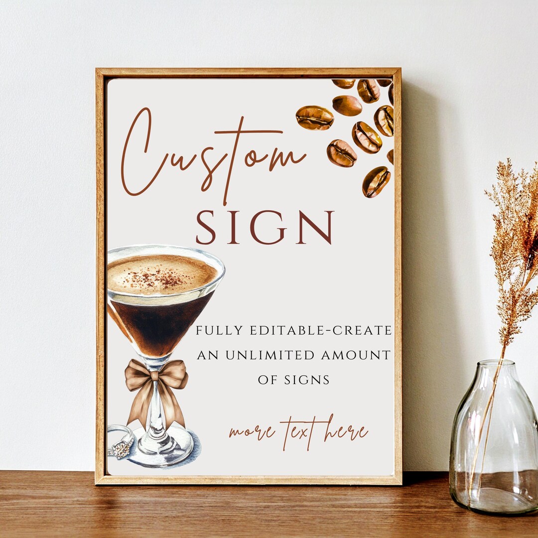 Espresso Martini Bridal Shower Sign Template, Love is Brewing Custom ...