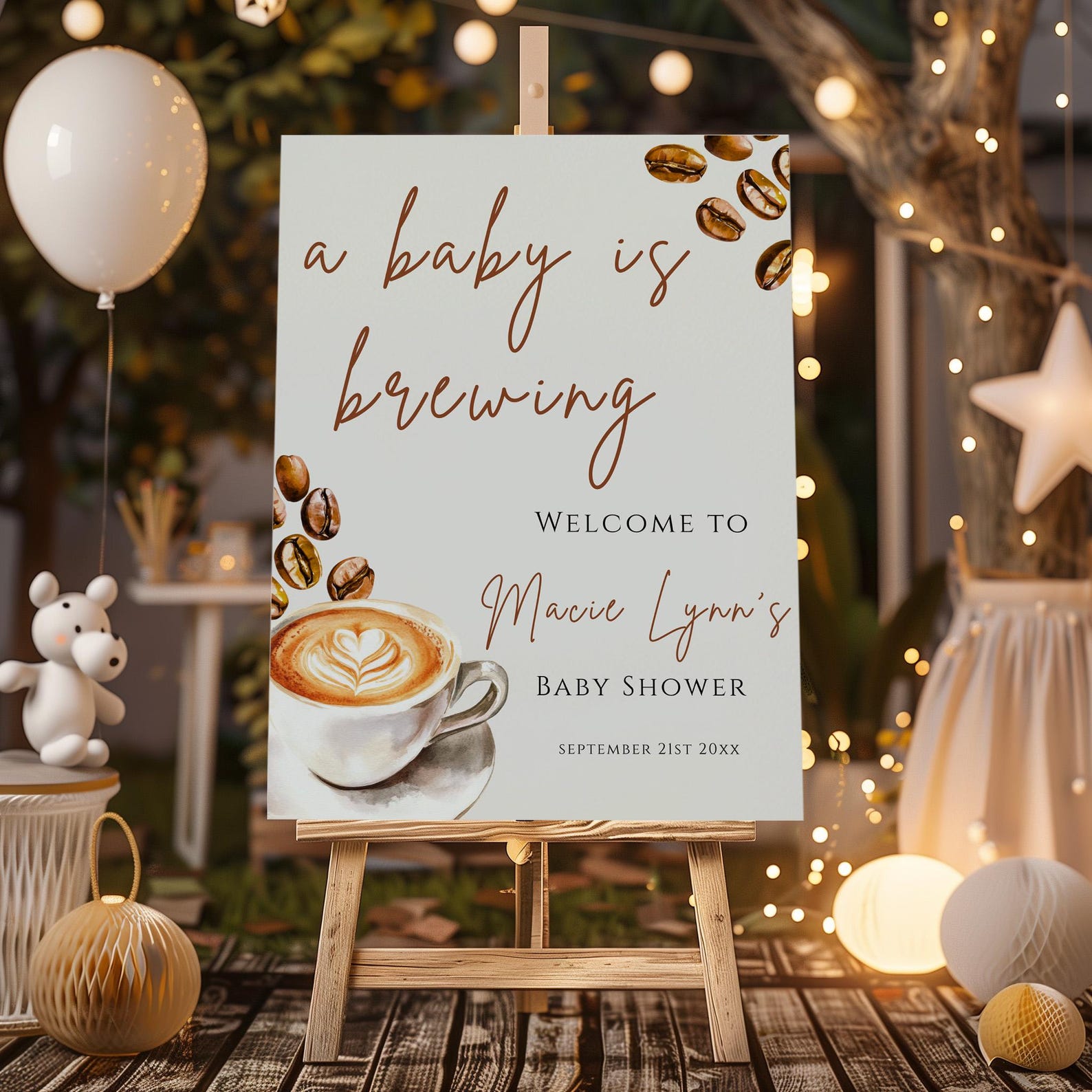 A Baby is Brewing Welcome Sign Template,baby Shower Welcome Sign,coffee ...