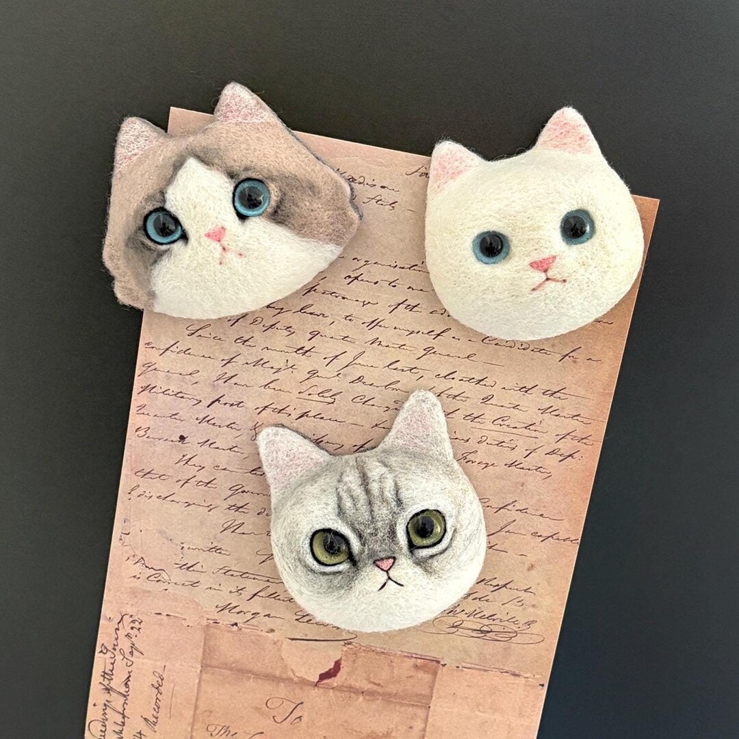 3D Felted Pet Head Fridge Magnet, Custom Photo Magnets, Handmade Pet ...