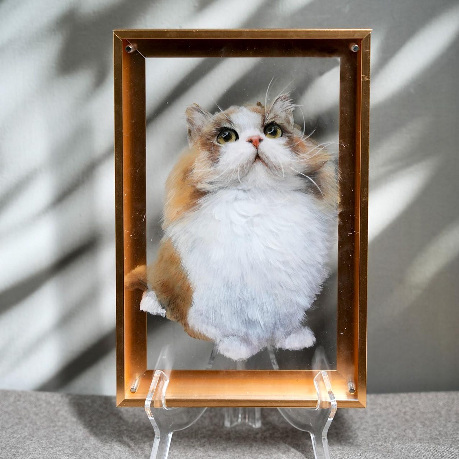 Hand Painted 3D Layered Glass Pet Portrait, Custom Cat Memorial Artwork ...