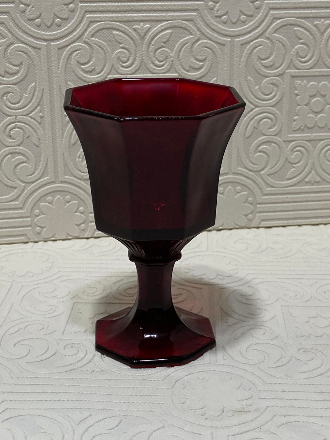 Octagonal Ruby Goblet by Independence 4 1/2 4 Oz Juice/wine Goblet - Etsy