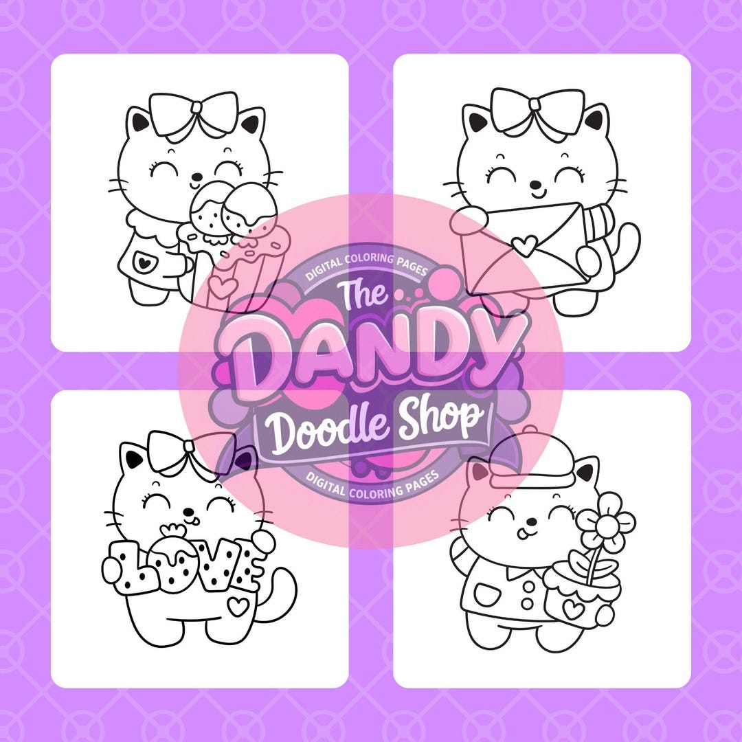 Itty Bitty Kitties 8 Printable Coloring Pages - Cute Cat Designs - PDF ...