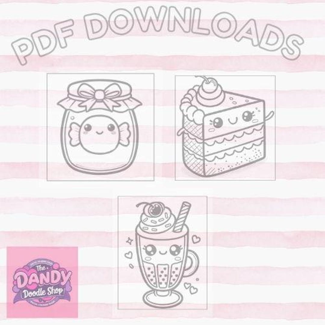 Kawaii Confections Printable Coloring Pages - 8 Cute Dessert ...