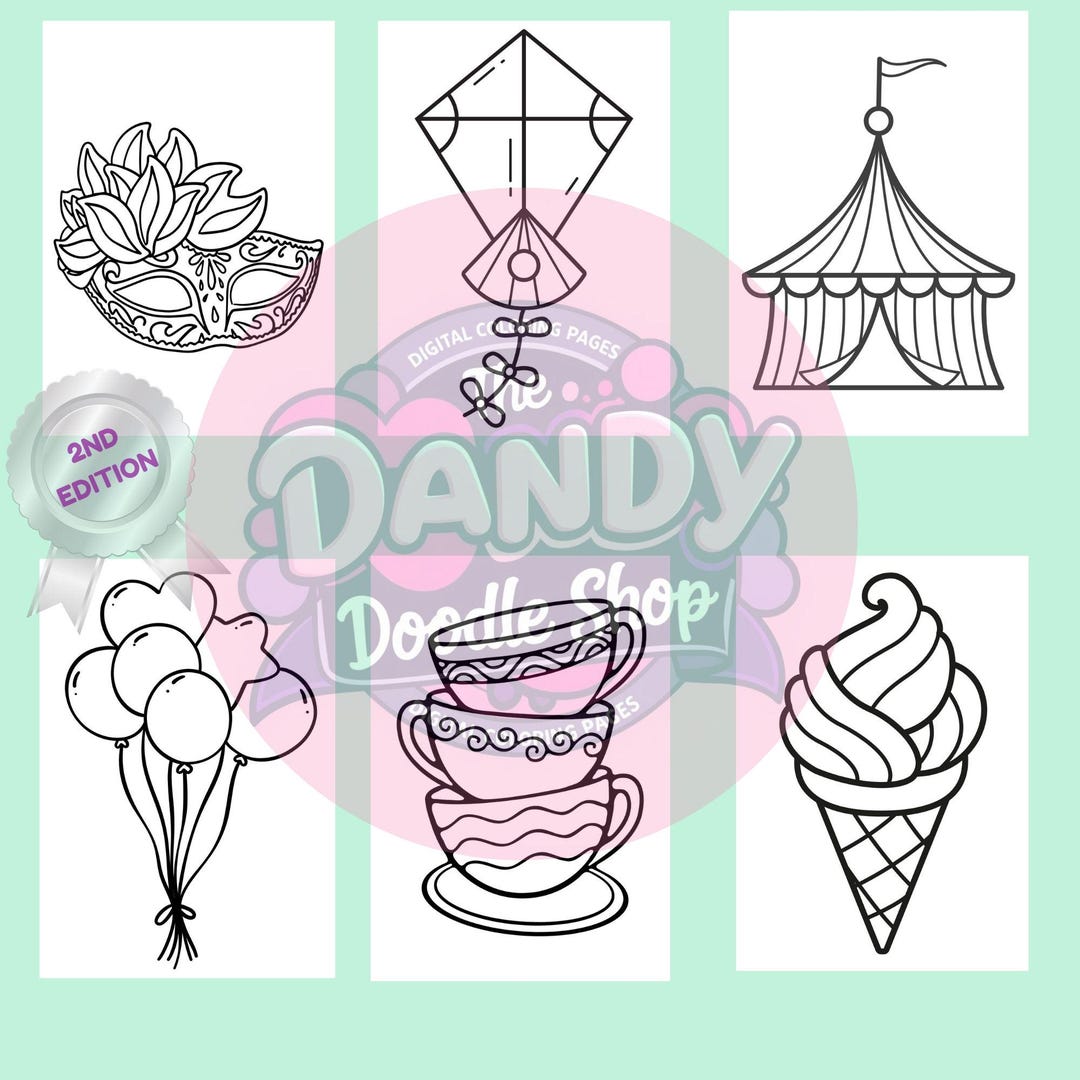 Dandy Doodle Daze, 3rd Edition - 6 Digital Coloring Pages for Kids ...