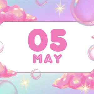 Pink Purple Pastel Cute Dreamy 2025 Wall Calendar, Landscape, Printable ...