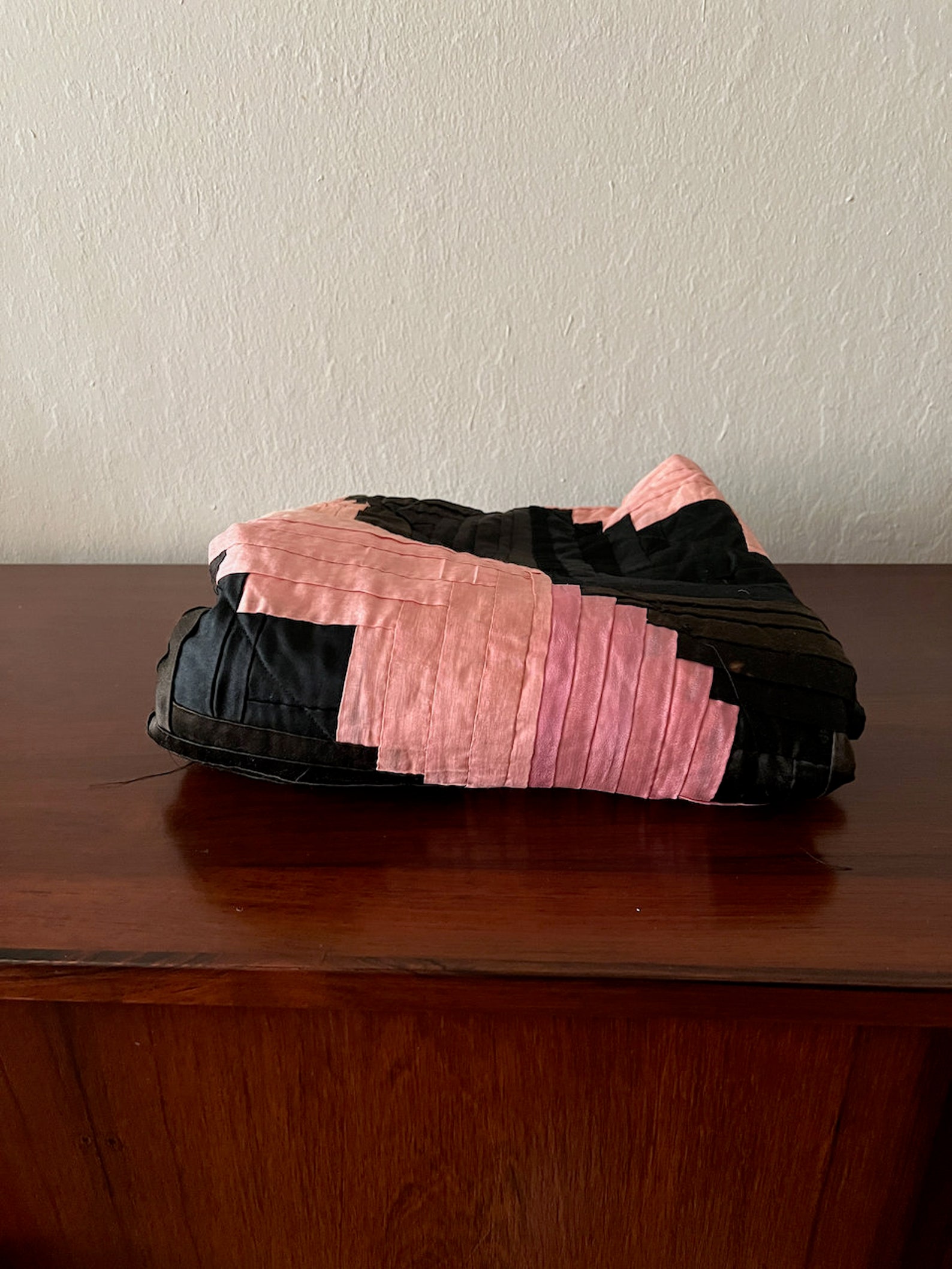 Antique Black and Pink Log Cabin Quilt - Etsy