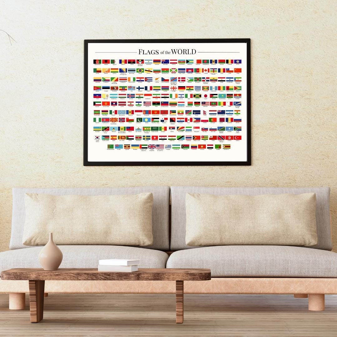Flags of the World Horizontal Print of World Flags Wall Art National ...