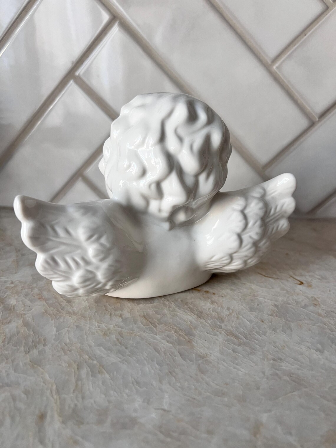 Vintage French Angel Head Porcelain Shelf Decor – Antique Cherub Bust ...