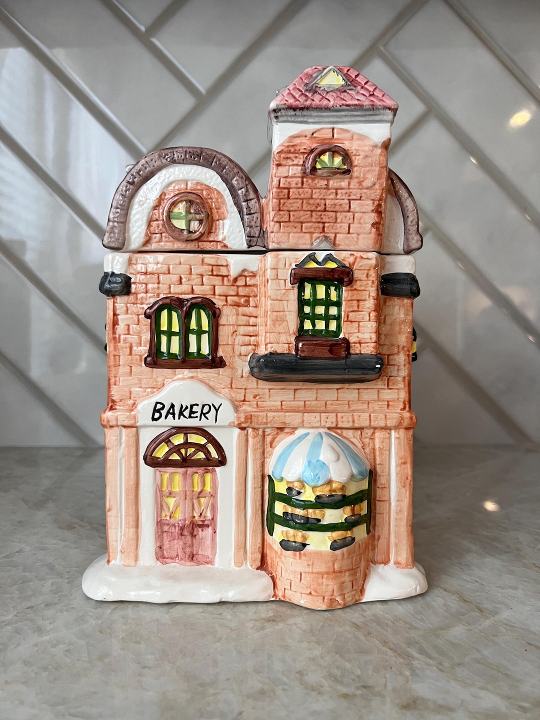 Victorian Village House Bakery Cookie Jar Canister – Kitchen Countertop ...