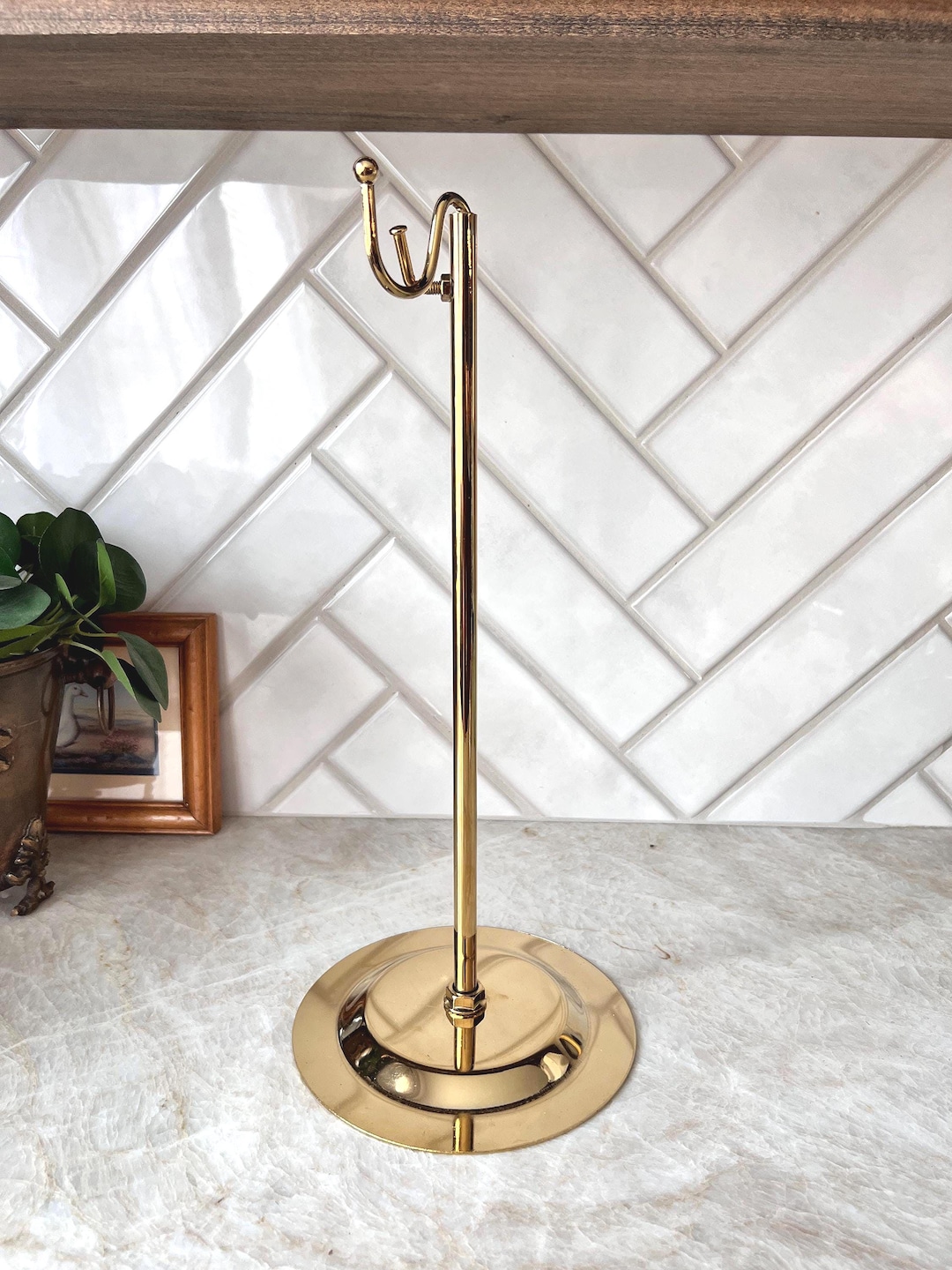 Adjustable Brass Display Stand – Vintage Style Telescoping Holder for ...