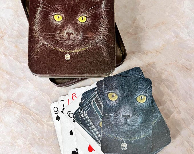 Vintage Black Cat Playing Cards With Tin – Gothic Cat Lover Gift ...