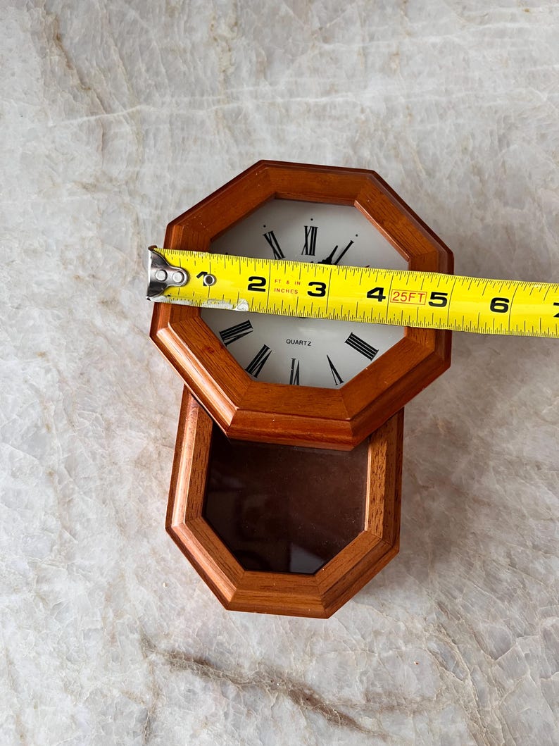 Small Vintage Quartz Wall Clock | Octagon Wood Frame | Roman Numerals ...