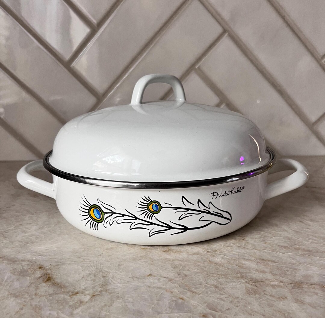 Cinsa Frida Kahlo White Enamel Casserole Cook Pot Retro Mexican ...