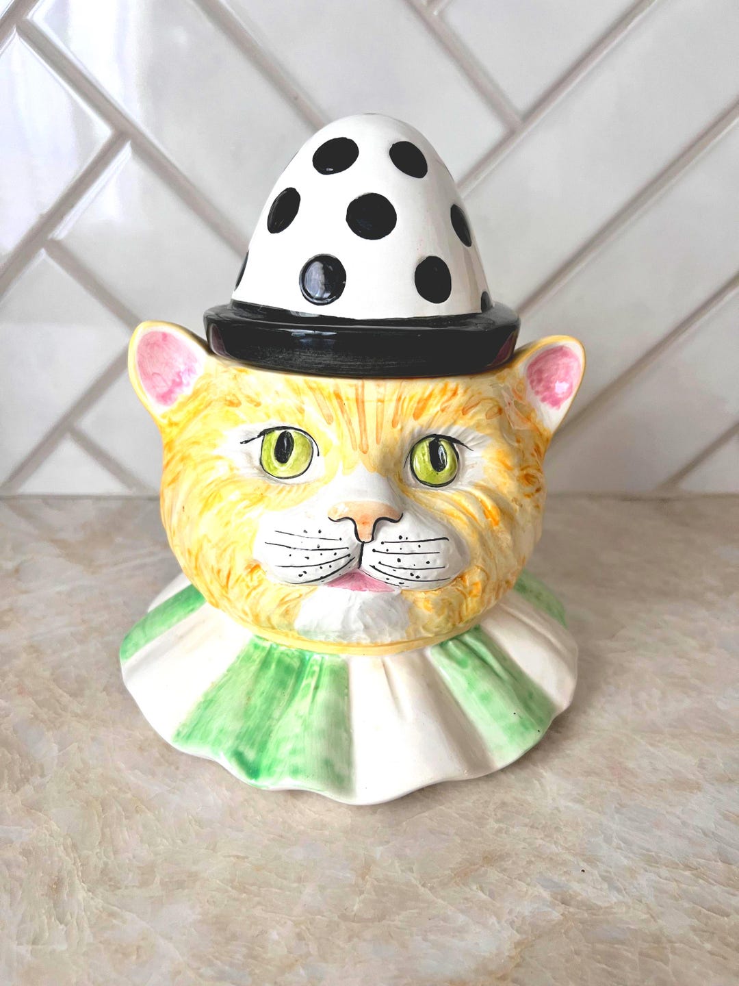 Whimsical Clown Cat Cookie Jar – Kelly Rightsell Essex Collection ...