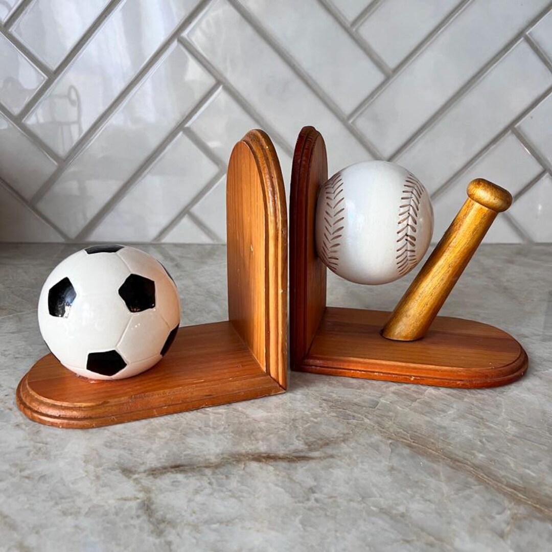 Baseball & Soccer Vintage Bookends | Little Boys Room Decor | Family ...