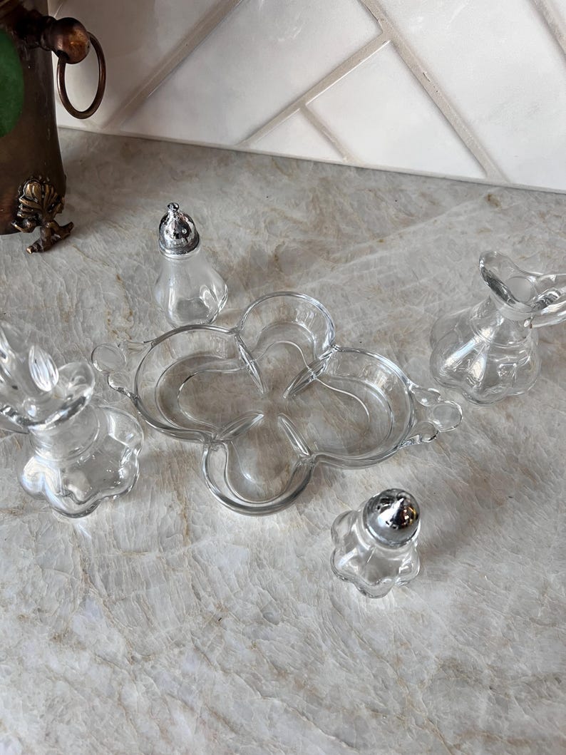 Vintage Duncan & Miller Canterbury Glass Condiment Set – Mid Century ...