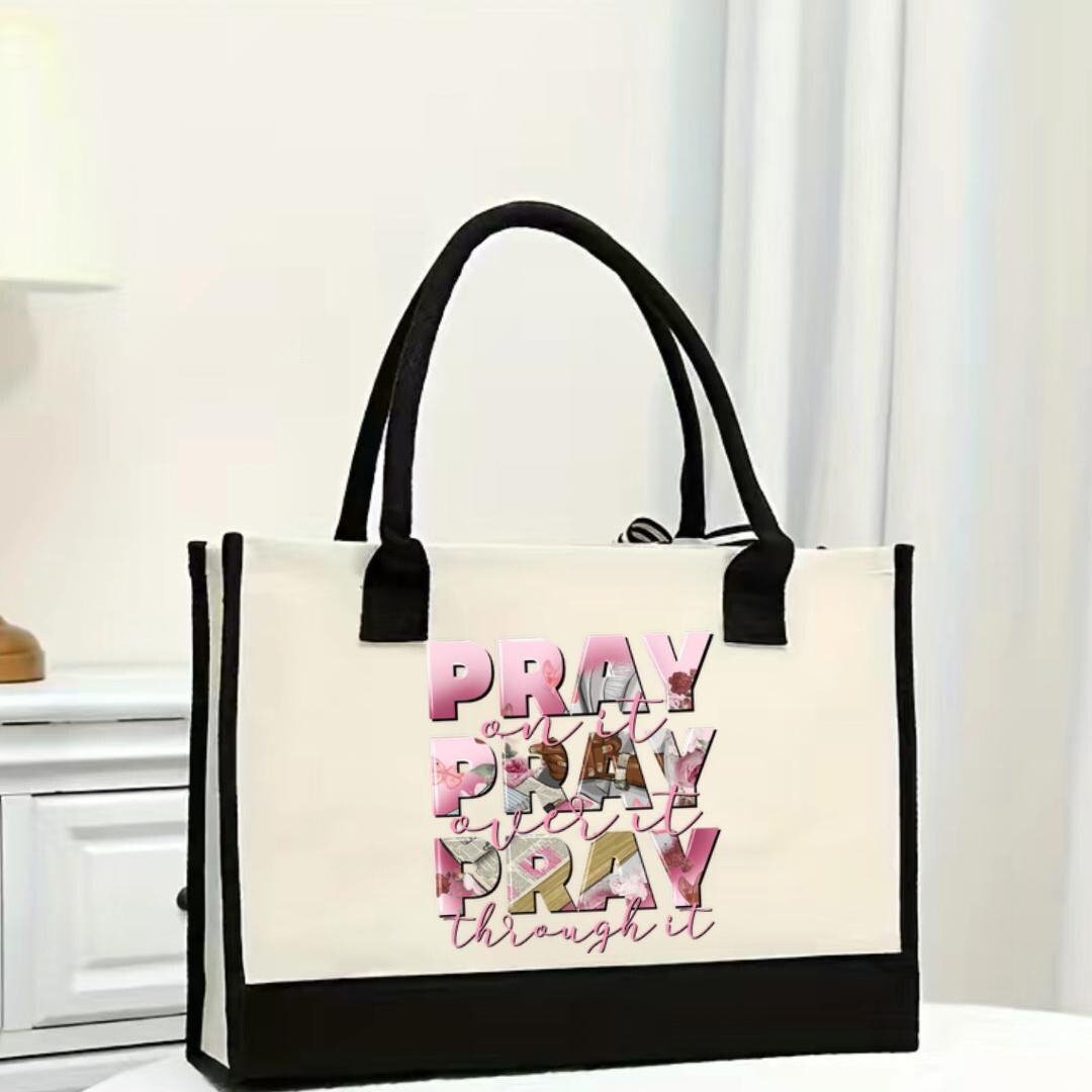 Tote Bag, Pray on It Pray Through It Design Bag, Handbag, Birthday ...