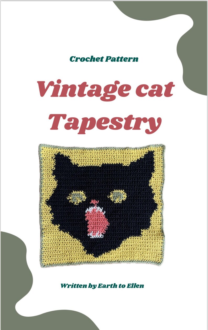 Vintage Cat Crochet Tapestry Pattern - Etsy