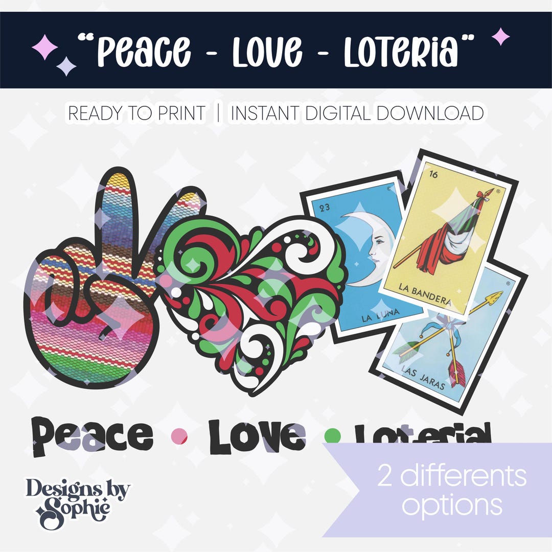 Mexican Peace & Love Lotería Card – Sublimation PNG and SVG, Printable ...