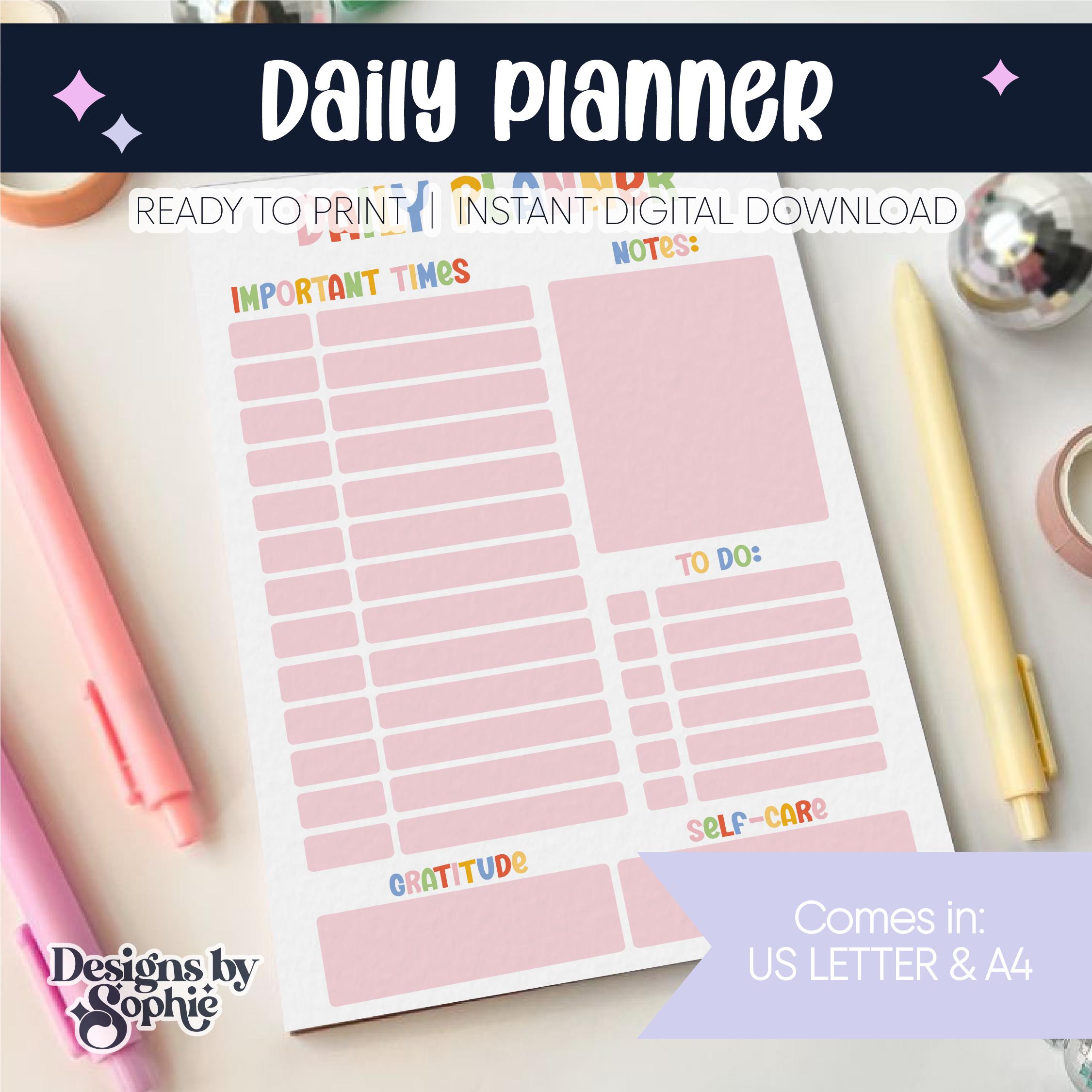 Printable Daily Planner | Printable LETTER and A4 SIZE | Digital ...