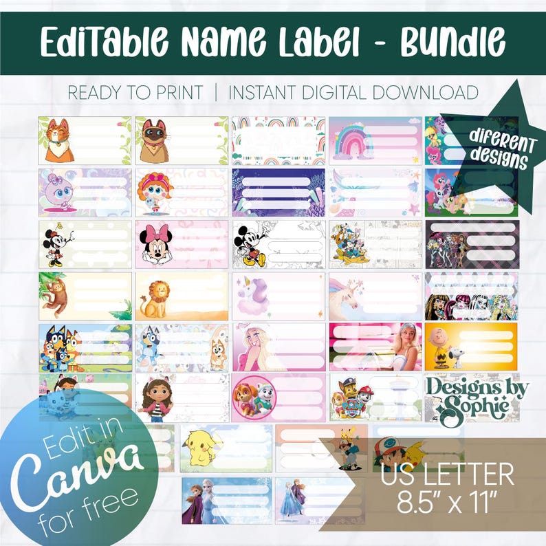 Editable School Labels-name Labels for School-school Labels-back to ...