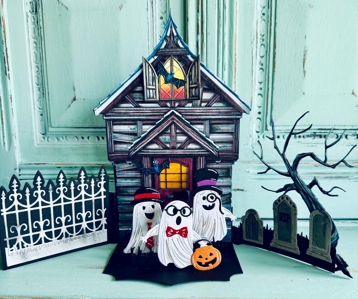 Spooky Ghost Haunted House Paper Dimensional Scene - Etsy