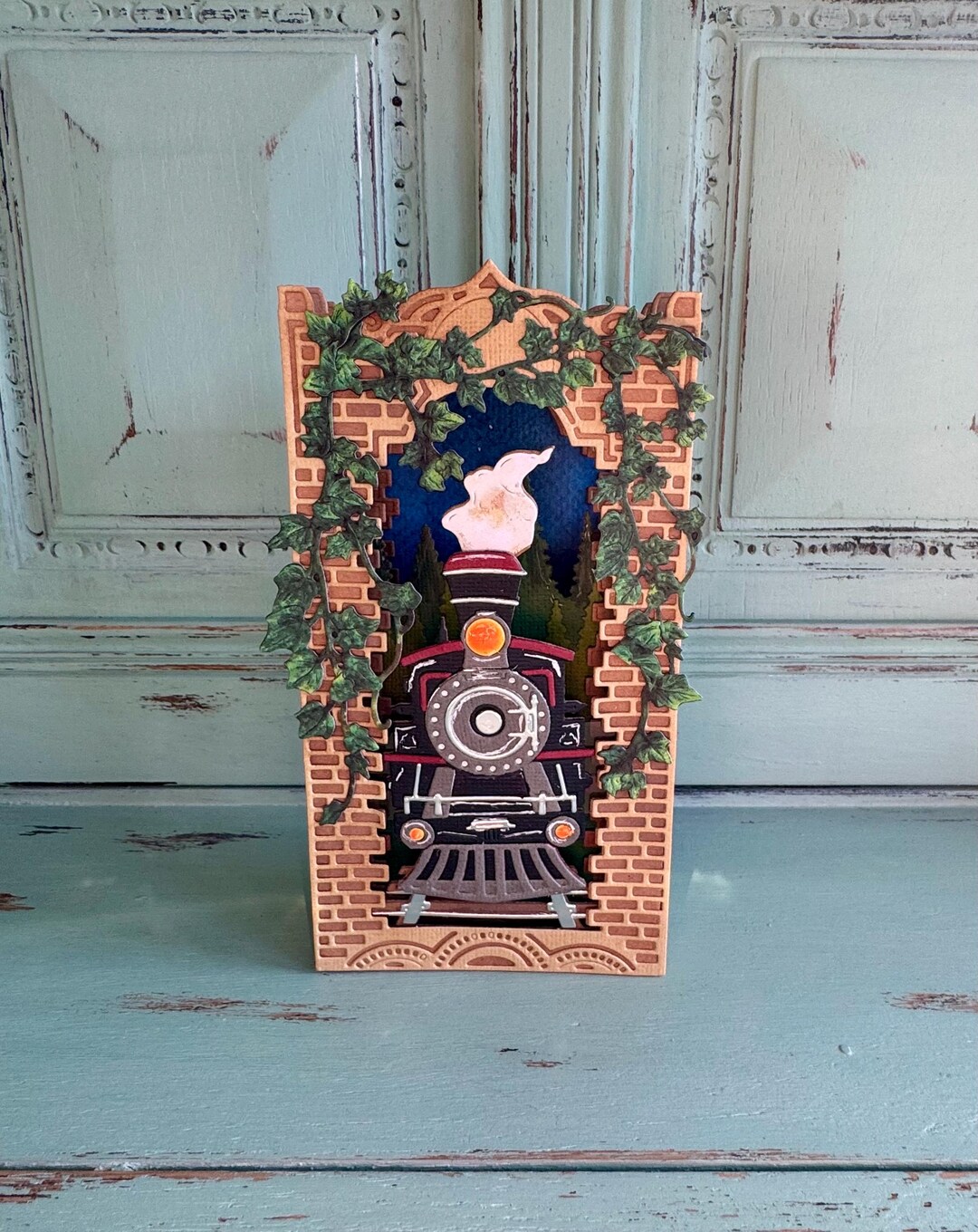 Steam Train Scenic Railway Pop up Shadow Box,tunnel Card,paper Art. - Etsy