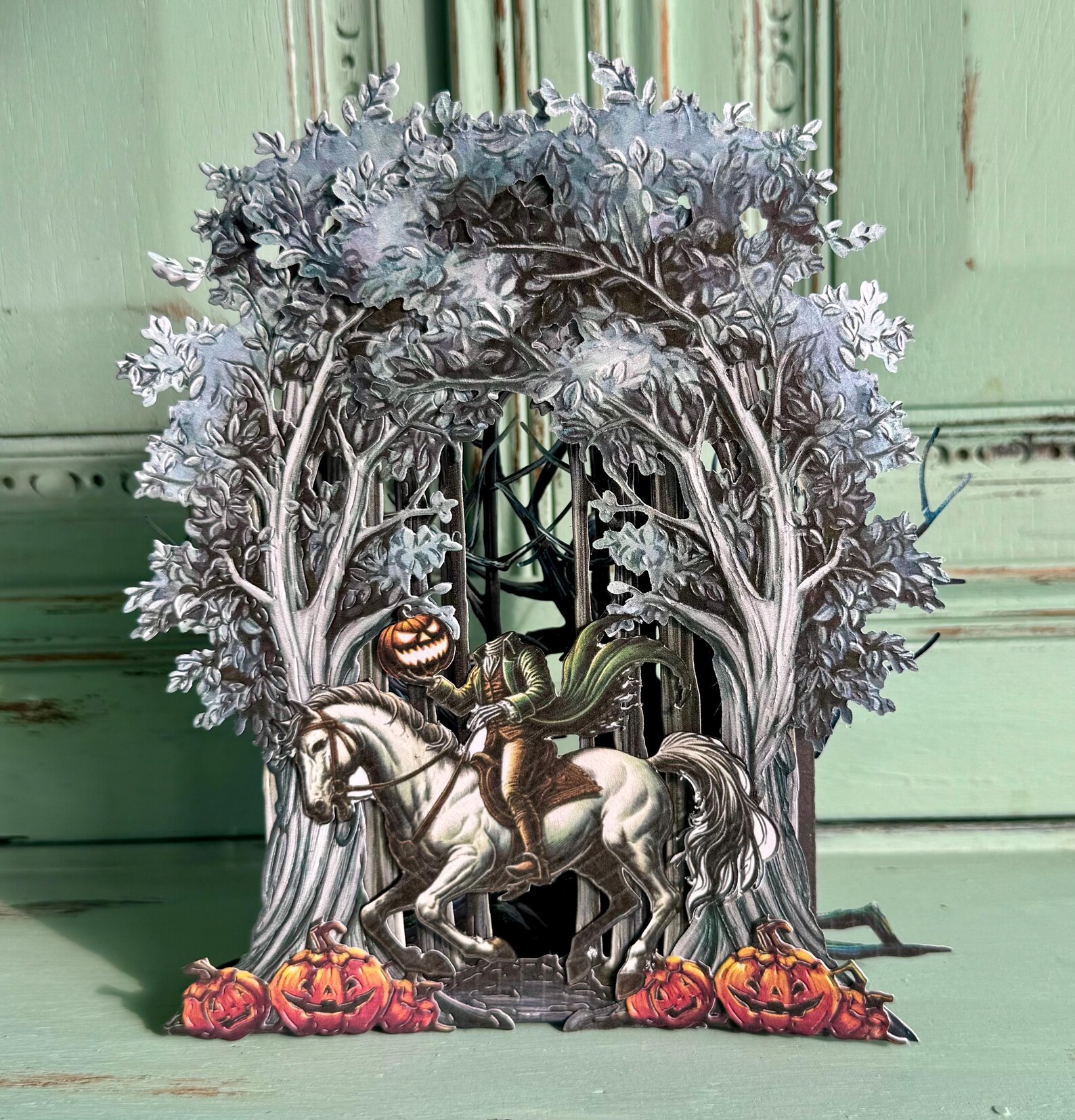 Sleepy Hollow Headless Horseman Haunted Forest Paper Dimensional Scene ...