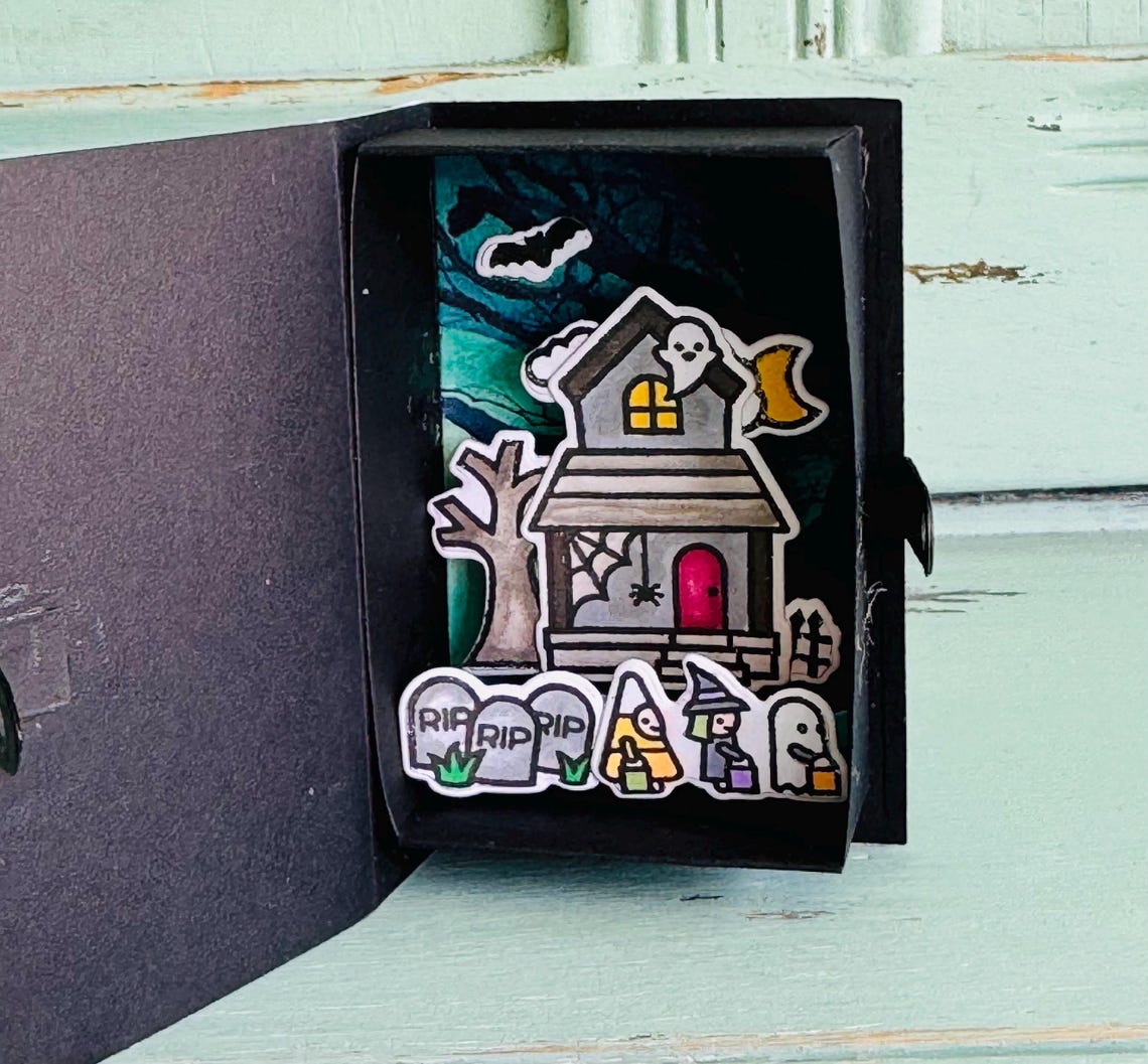 Miniature Spooky Halloween Book Paper Art. - Etsy