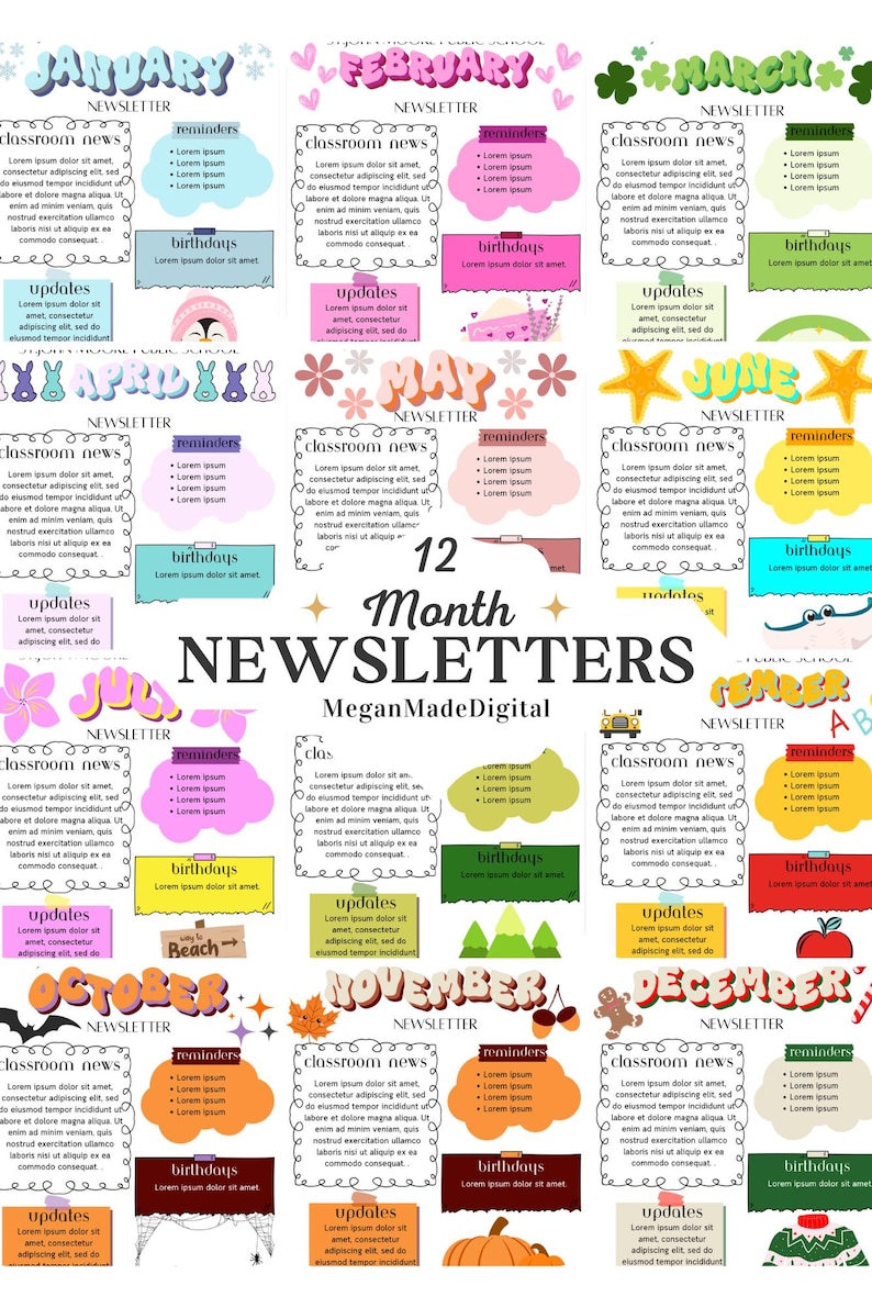 12 Month Newsletters - Etsy