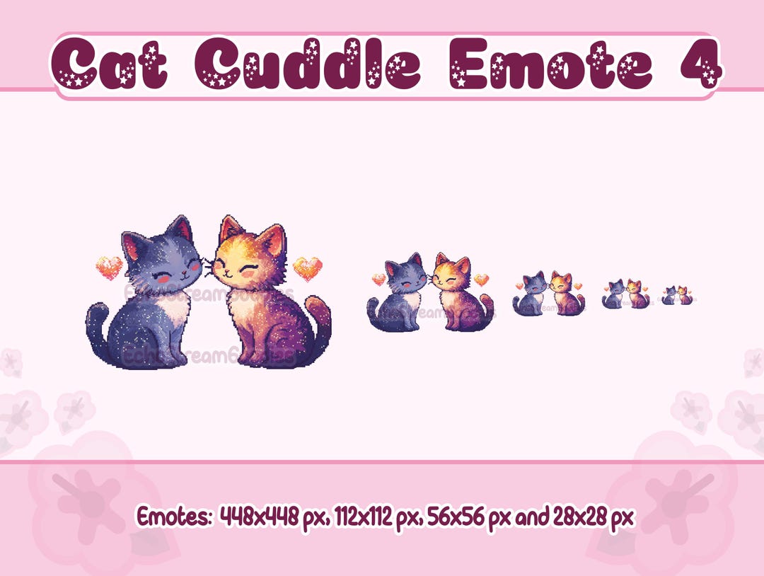 Twitch Emote Cats Cuddling V4 Pixel Artstyle cute, Kawaii, Streaming ...