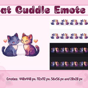 Twitch Emote Cats Cuddling V4 Pixel Artstyle cute, Kawaii, Streaming ...