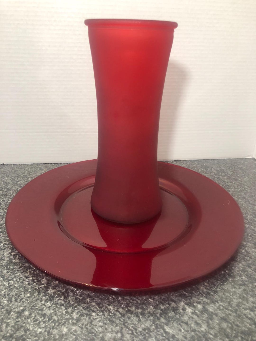 Vintage Royal Ruby Red Charger Service Plate Platter Large Frosted ...