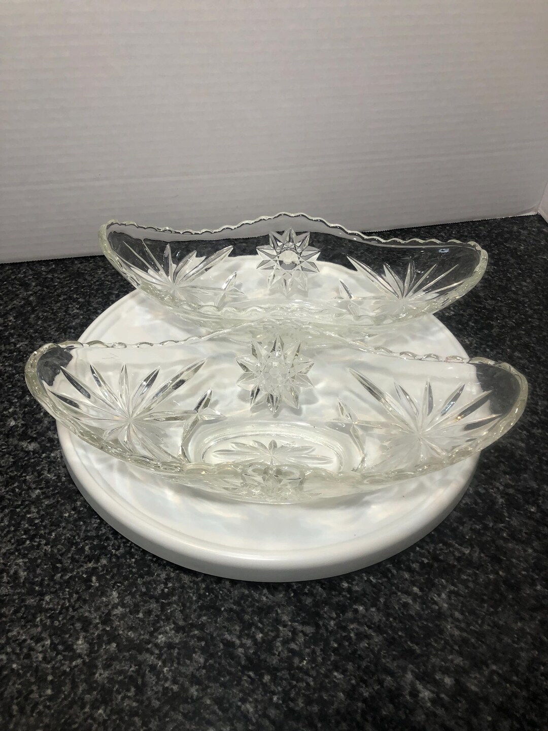 Vintage Anchor Hocking Star of David Glass Sundae Banana Split Boat ...