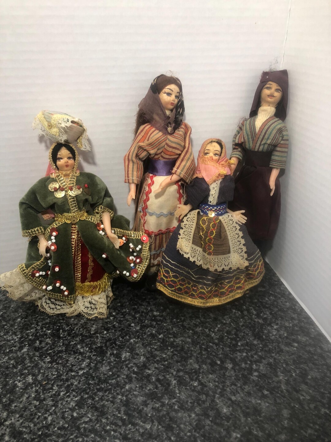 4 Vintage Souvenir Collectible Dolls Greek Hand Sewn Thassos Island ...