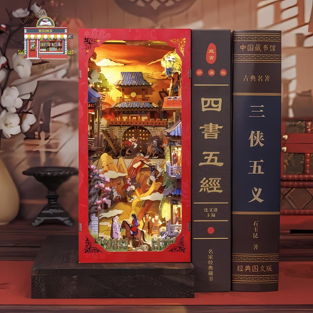 DIY Retro Chinese Street Book Nook Kit Dollhouse Bookshelf Insert Decor ...