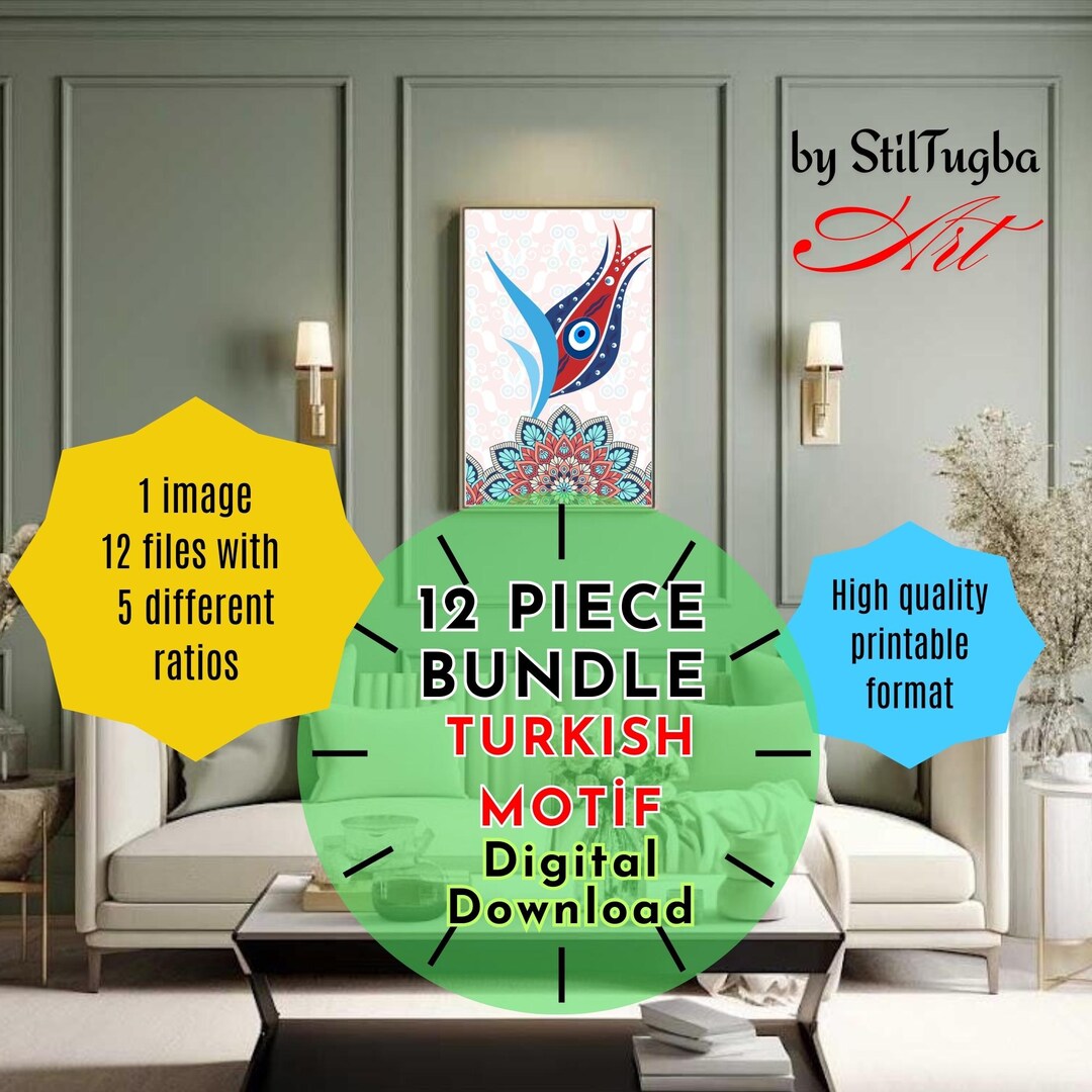 Printable Wall Art Bundle | Old Turkish Motif | 5 Ratios, 12 Files ...