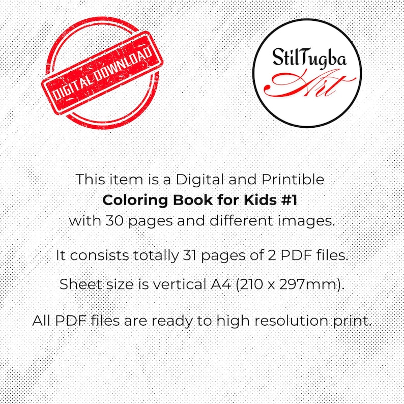 Coloring Book #1 for Your Kids | Printable Coloring Book | Digital ...