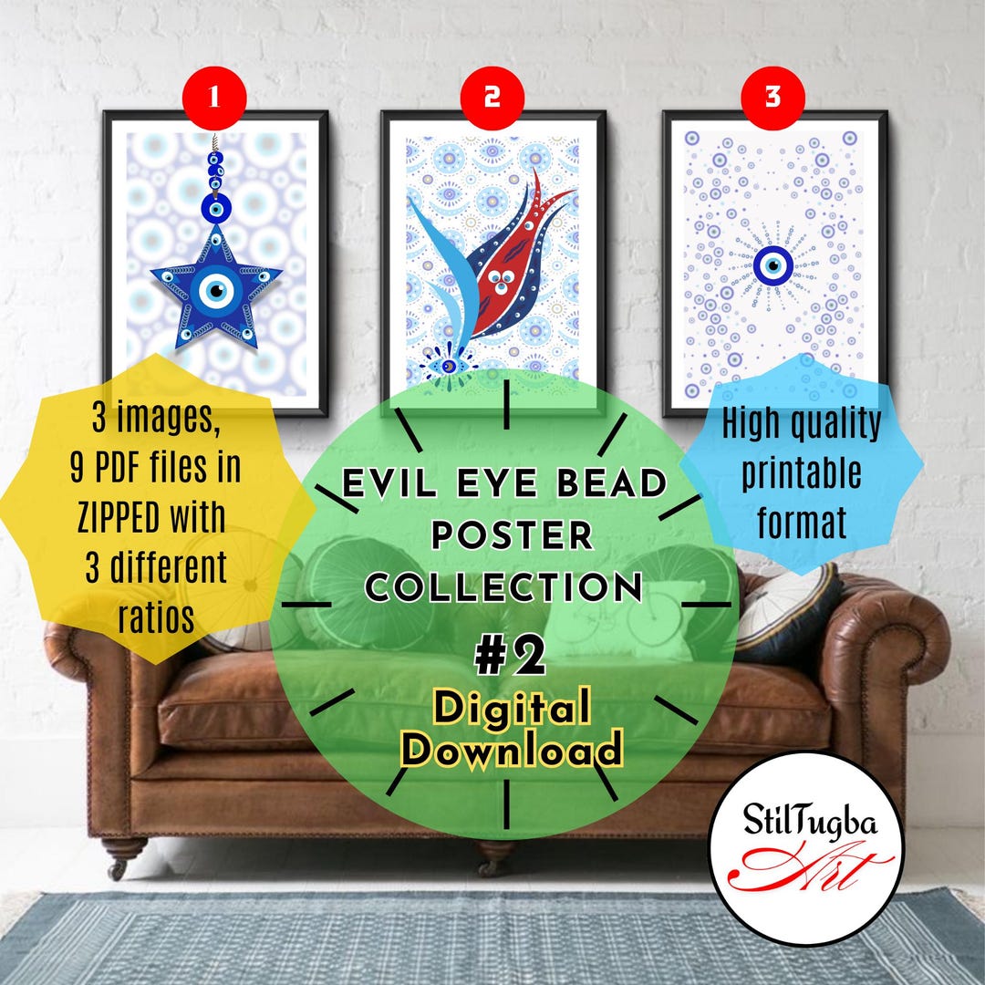 Evil Eye Bead Poster Collection #2 | Traditional Turkish Motif | 3 ...