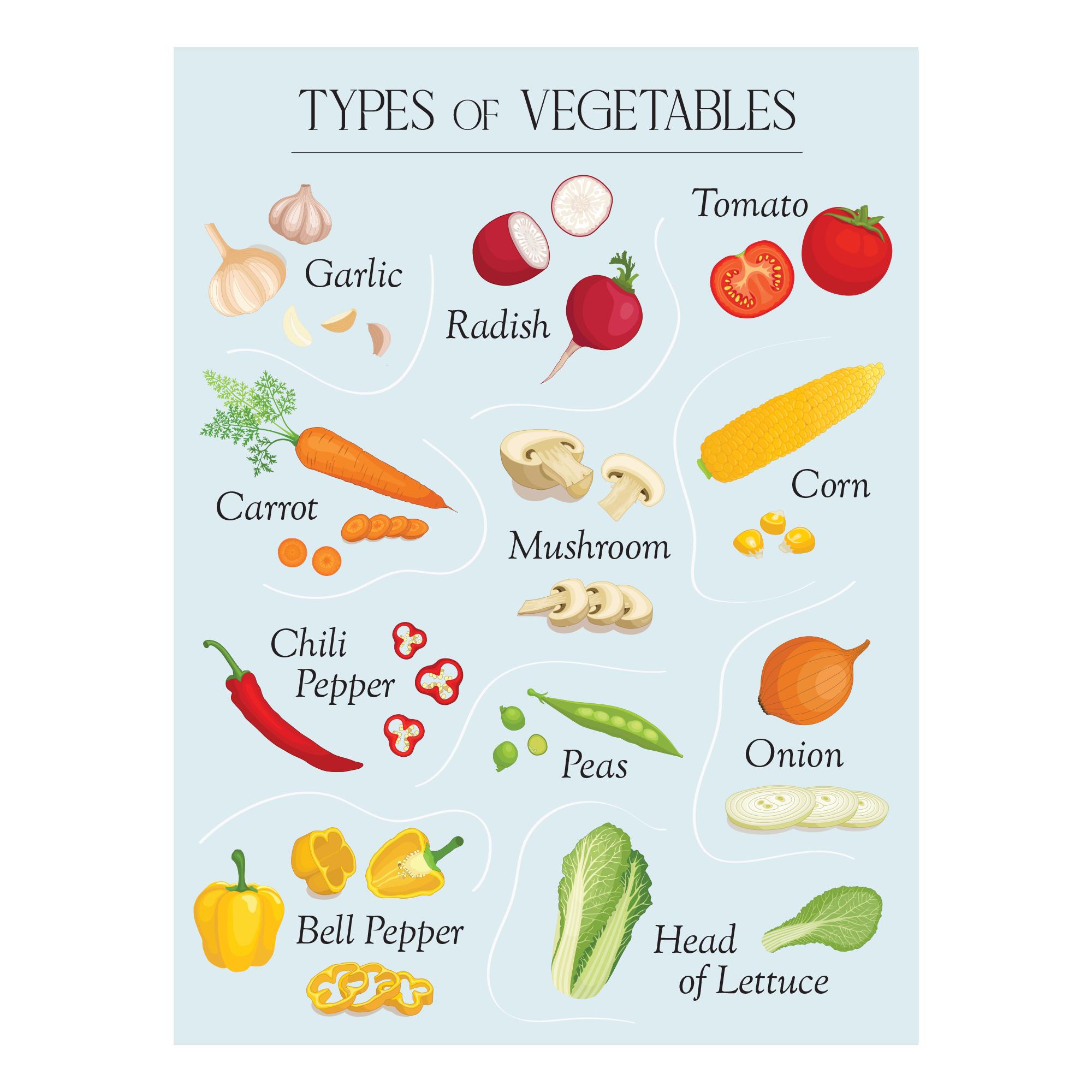 Types of Vegetables - Baby Kids Poster - Digital Download - Three ...