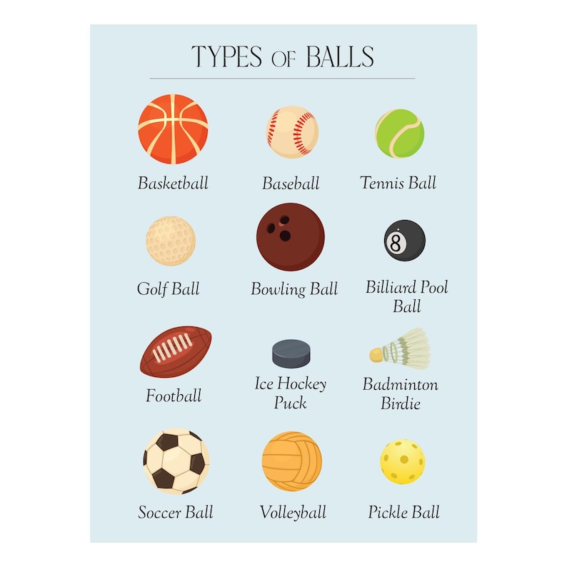 Types of Balls - Baby Kids Poster - Digital Download - Three Background ...