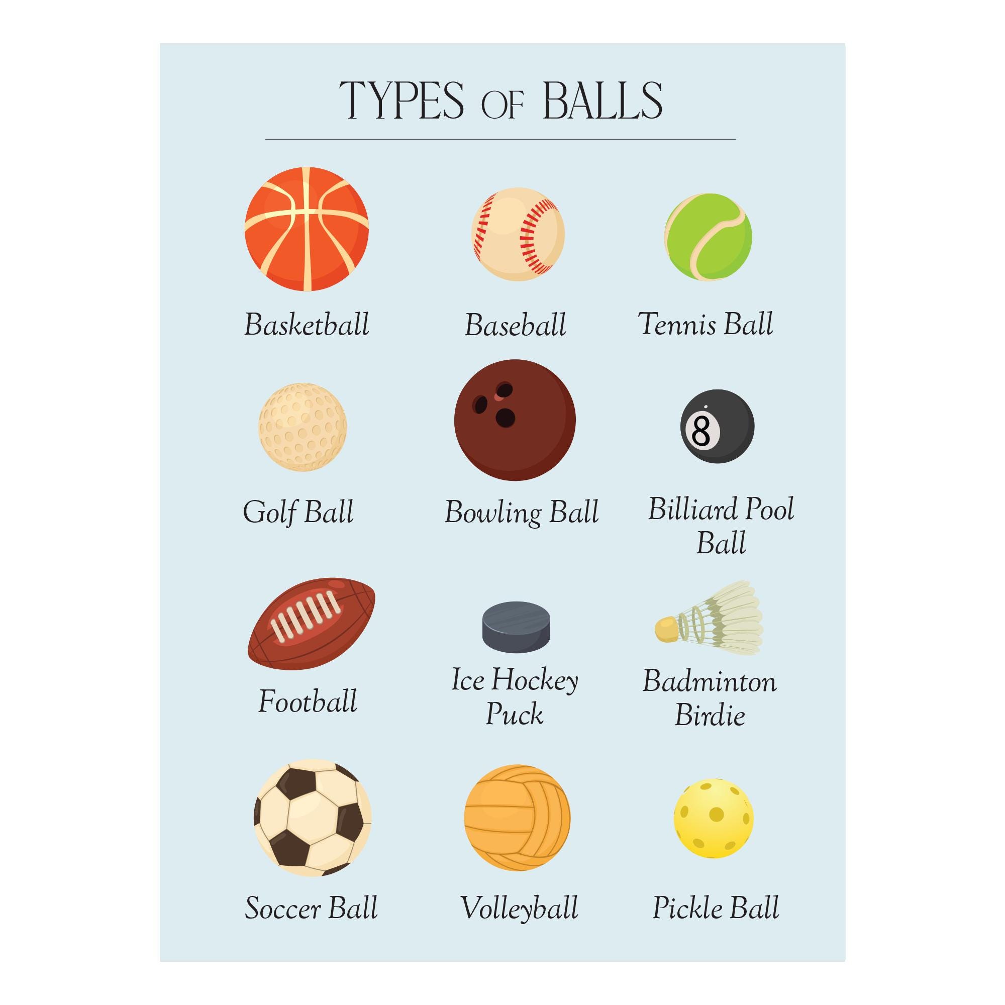 Types of Balls - Baby Kids Poster - Digital Download - Three Background ...