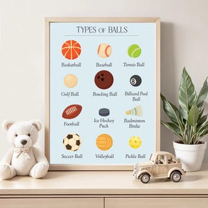 Types of Balls - Baby Kids Poster - Digital Download - Three Background ...