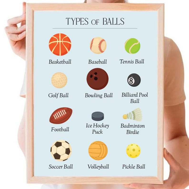 Types of Balls - Baby Kids Poster - Digital Download - Three Background ...