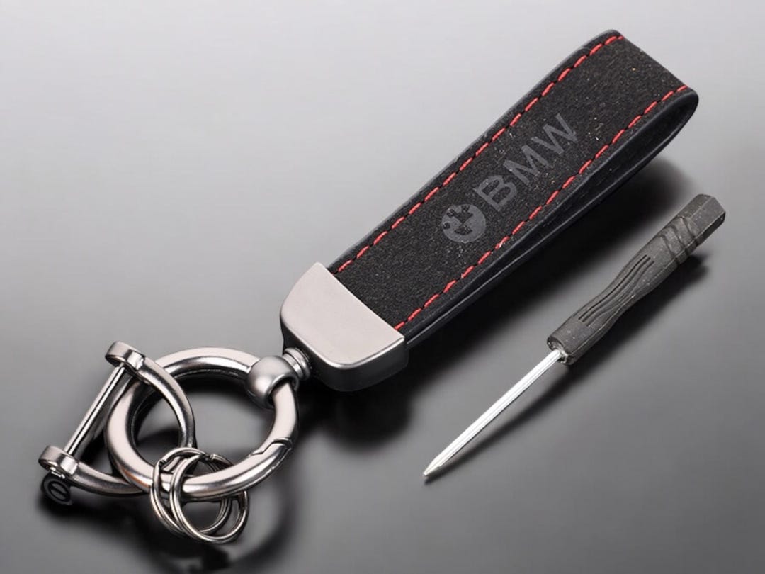 BMW Keyring in Black With Red Stitching and BMW Logo - Etsy