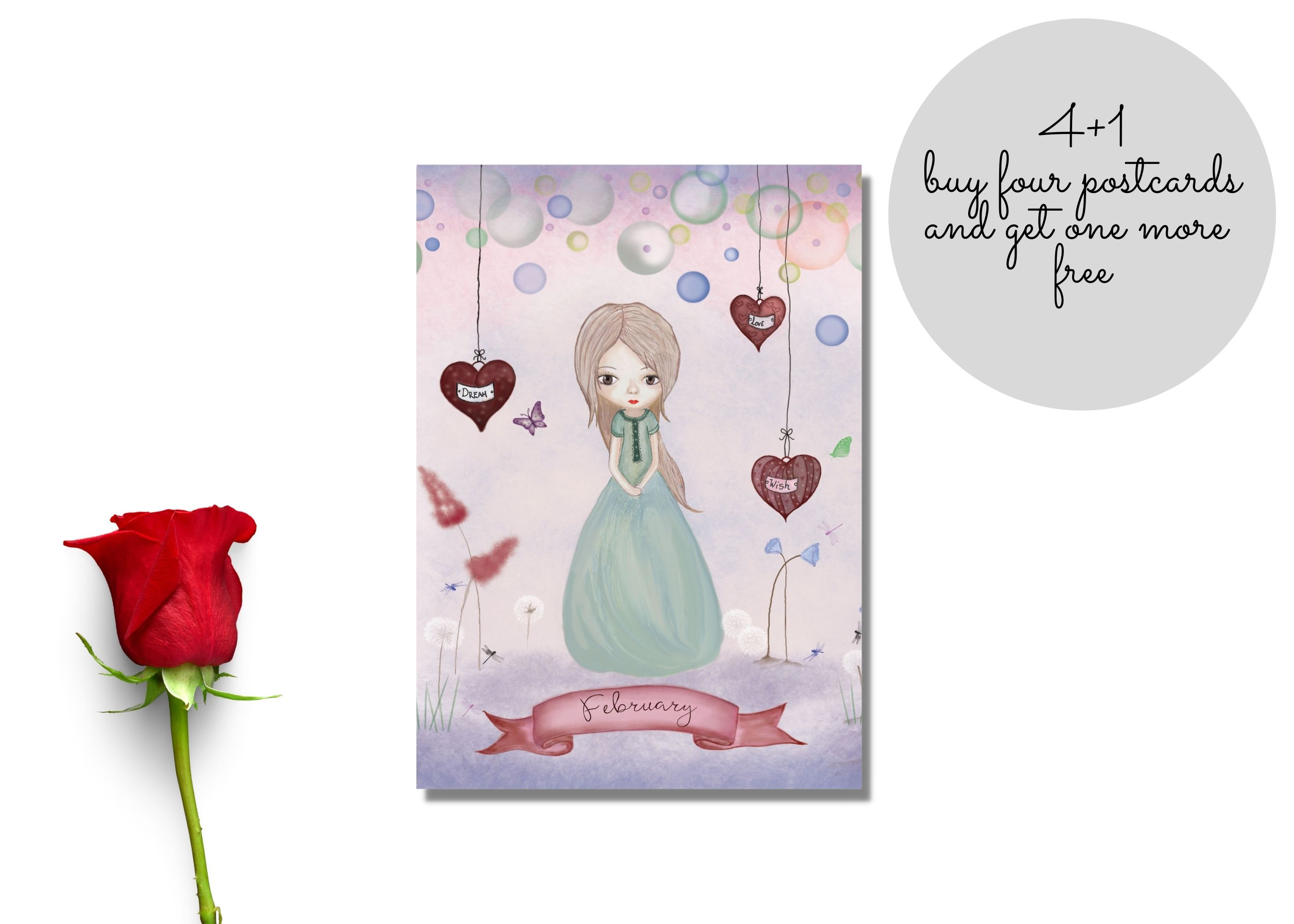 February Birthday Card month Birthday Card cute Illustration - Etsy