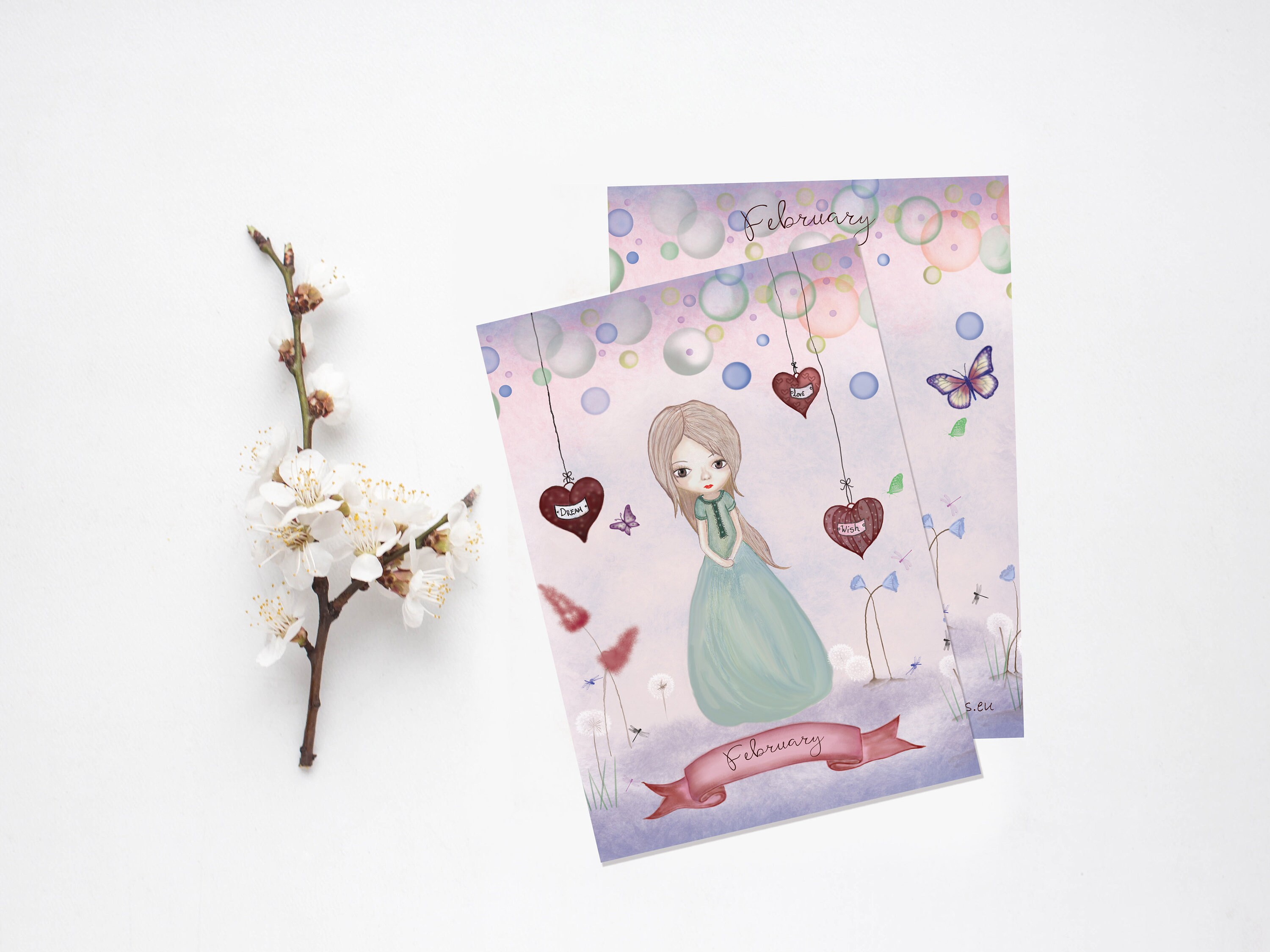 February Birthday Card month Birthday Card cute Illustration - Etsy