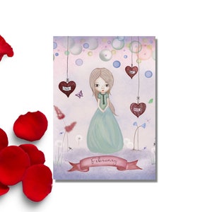 February Birthday Card month Birthday Card cute Illustration - Etsy