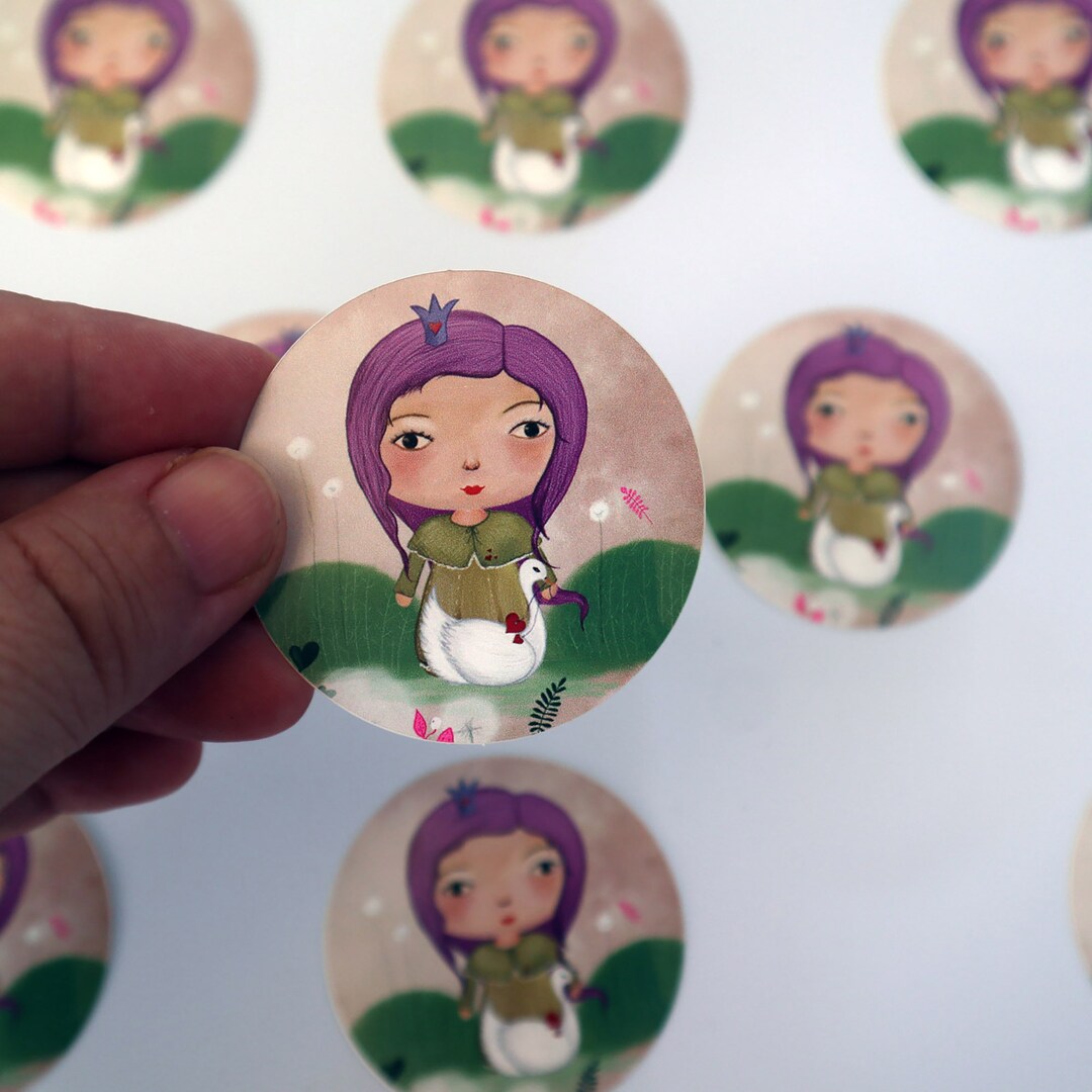 The Swan Princess Round Sticker, Vinyl Sticker, Cute Illustrated ...